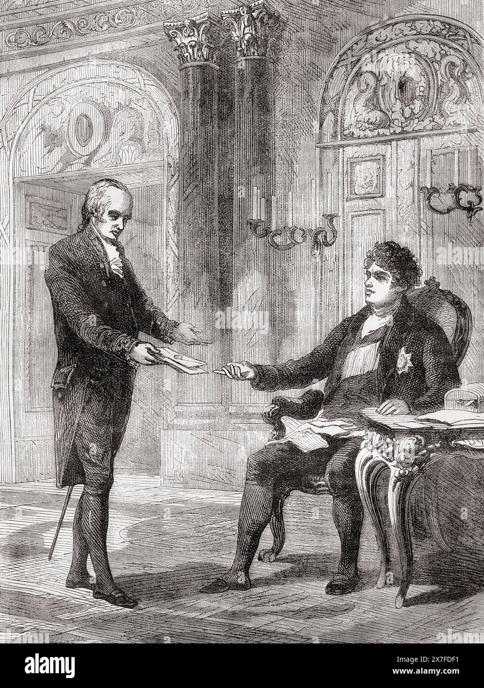 Canning receiving his appointment as Prime Minister in 1827 from the ...