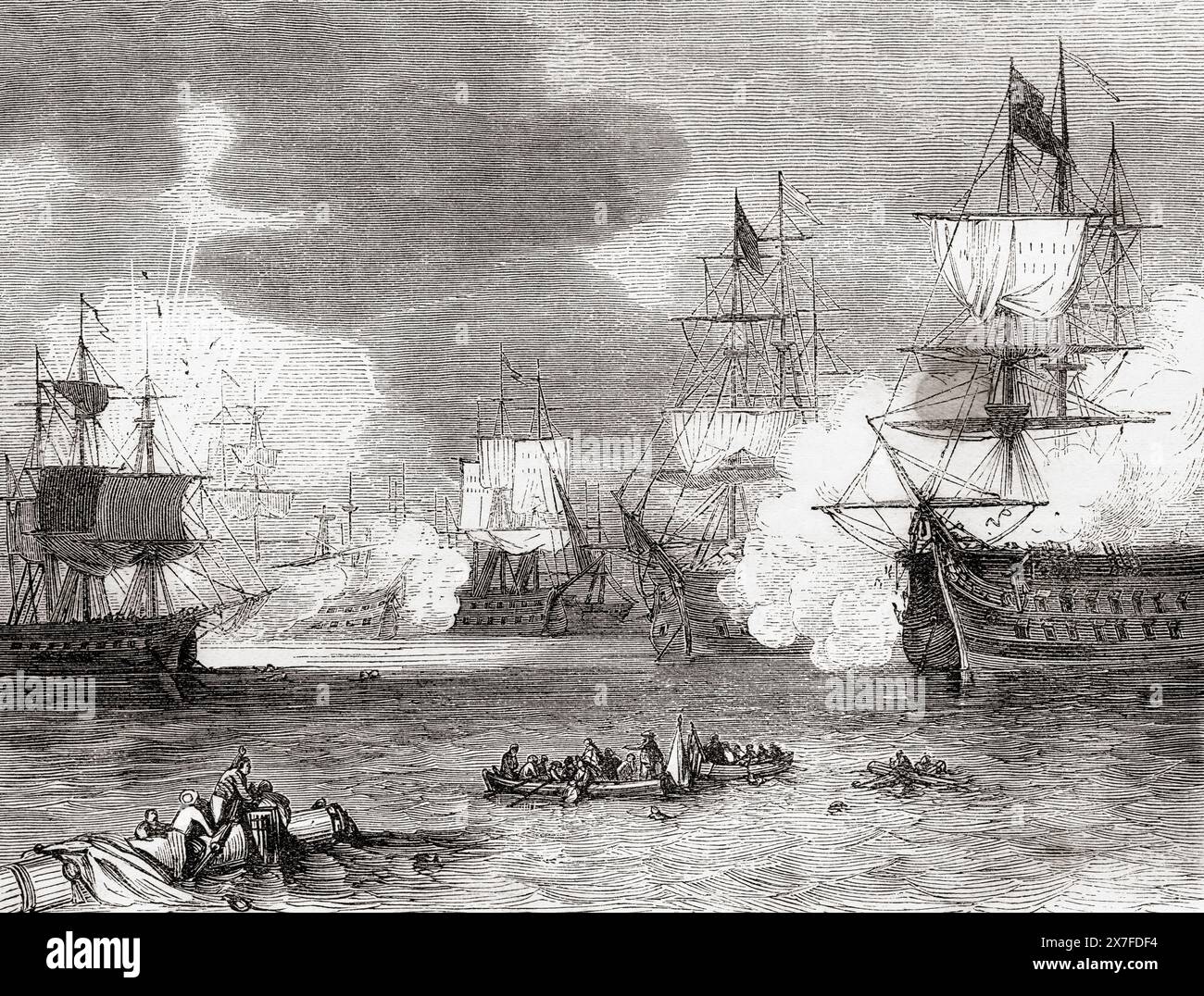 The Battle of Navarino, 1827. From Cassell's Illustrated History of ...