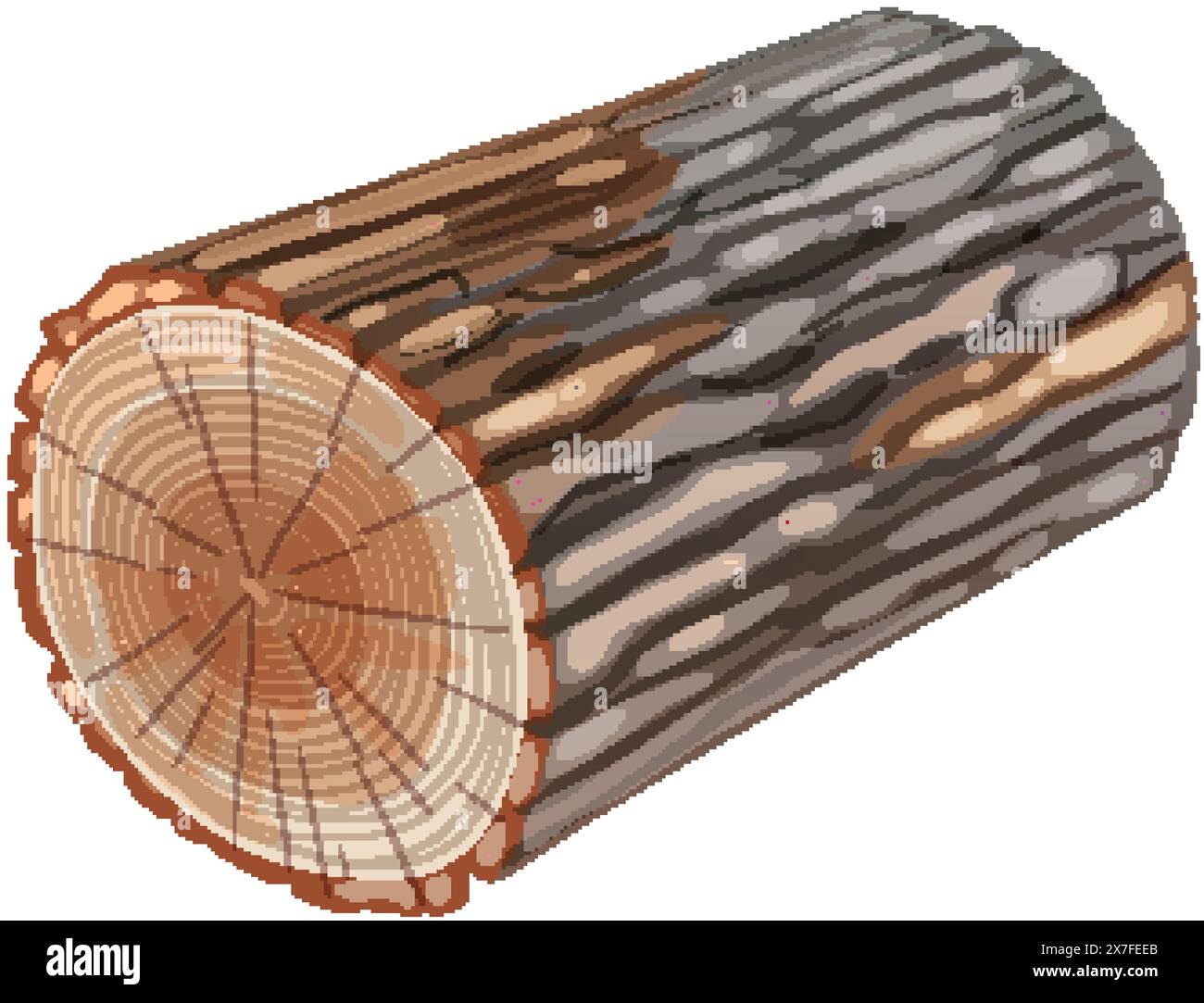 Realistic wooden log with detailed bark texture Stock Vector Image ...
