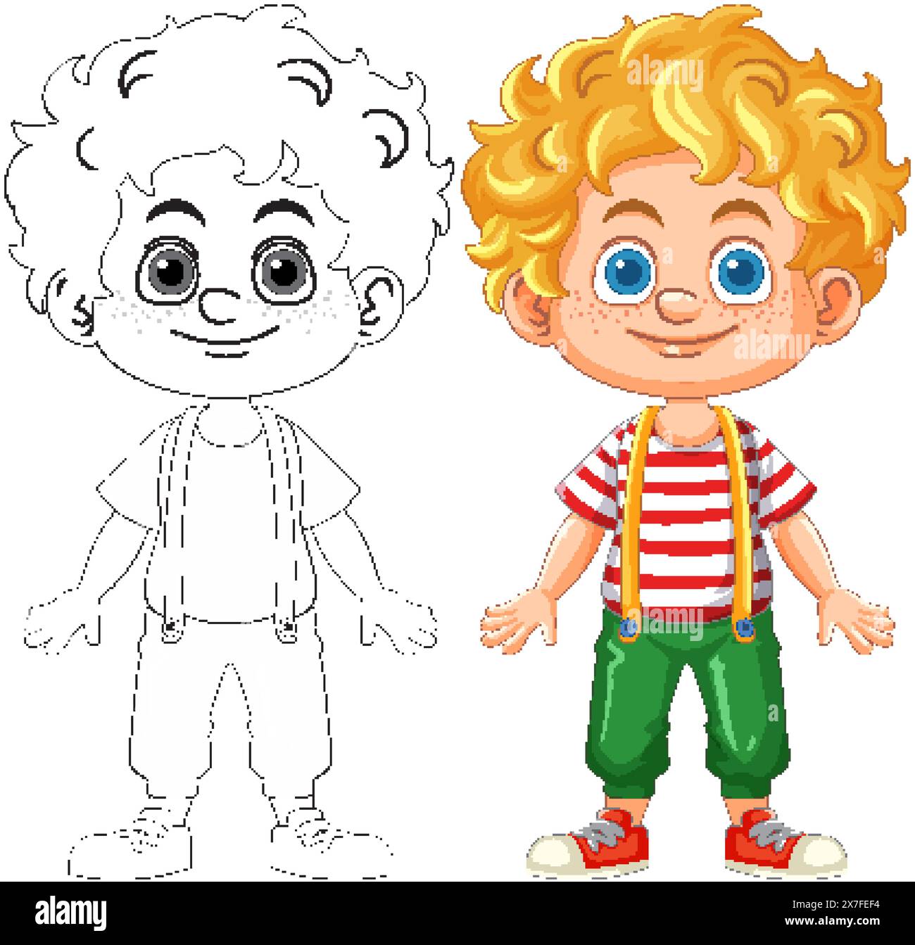 Cute clown character in color and outline versions Stock Vector Image ...