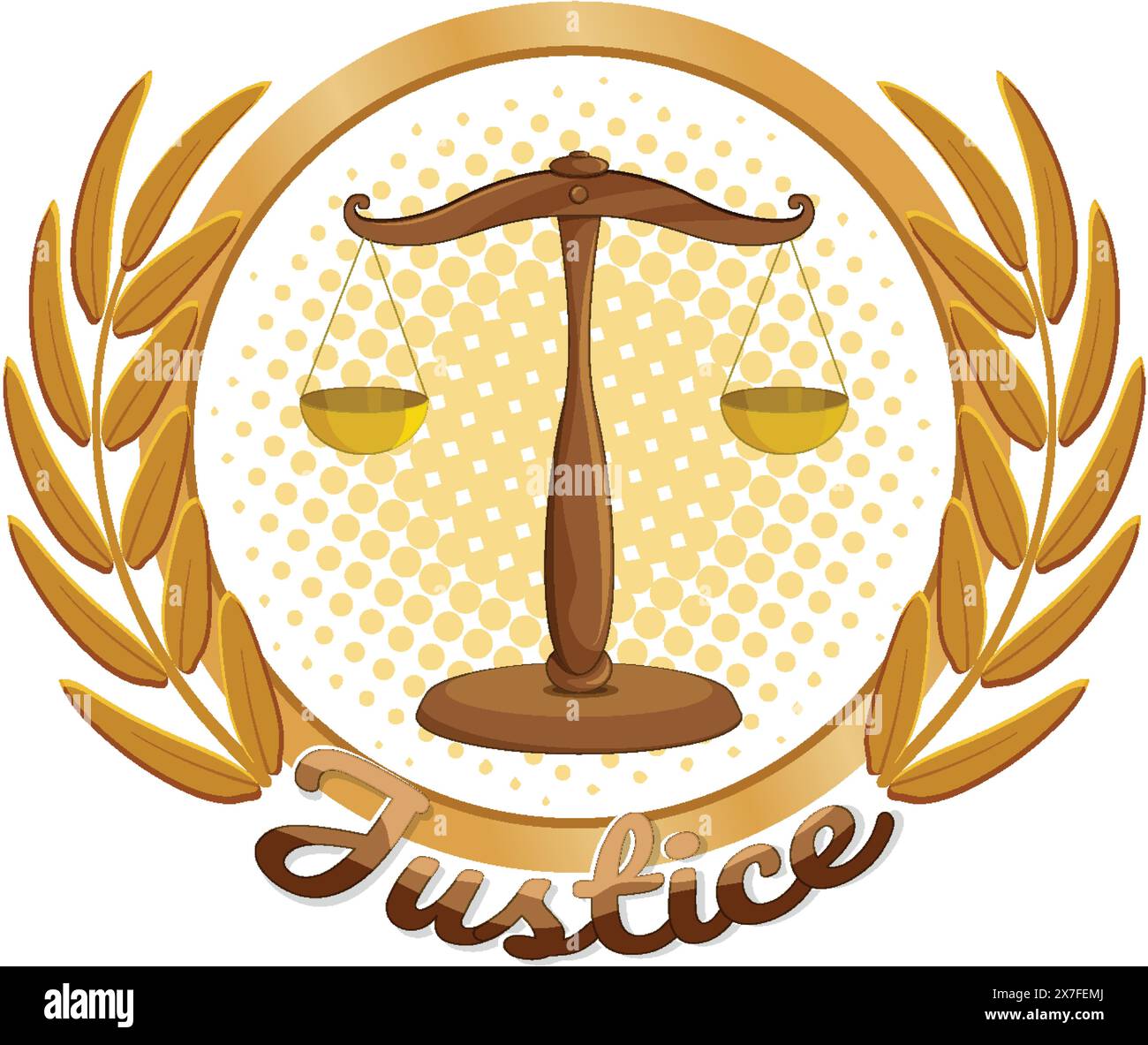 Illustration of justice scales within a laurel wreath Stock Vector ...