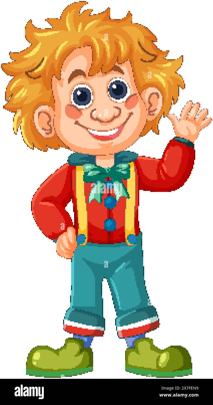 Happy clown with colorful outfit waving hello Stock Vector Image & Art ...