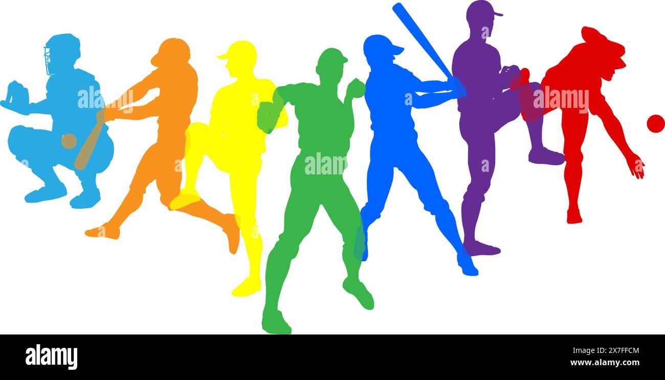 Baseball Silhouette Players Player Silhouettes Stock Vector Image & Art ...