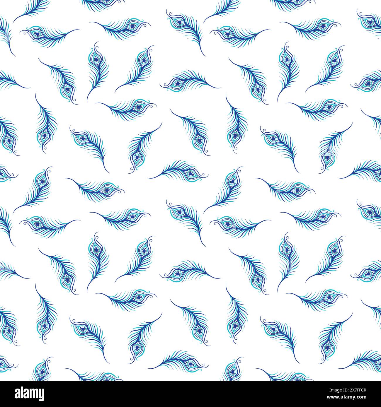 Peacock Feather Seamless Pattern Peacock Feather Background With Blue