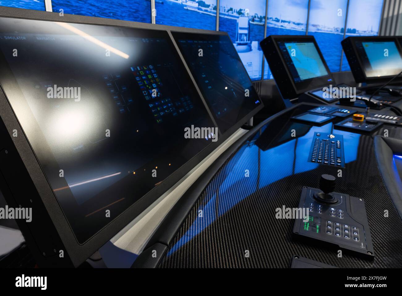 St-Petersburg, Russia - June 23, 2023: Ship control panel with digital ...