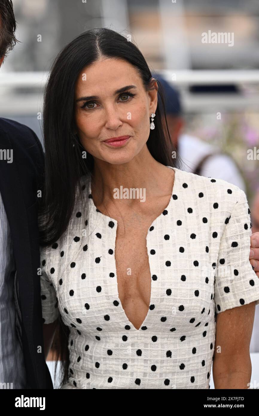 Demi Moore at the photocall for The Substance during the 77th Cannes ...