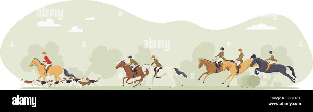 Tradition fox hunting with horse riders Stock Vector Image & Art - Alamy