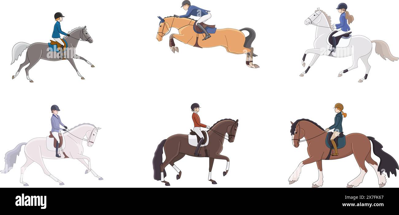 Set of riders and horses Stock Vector Image & Art - Alamy