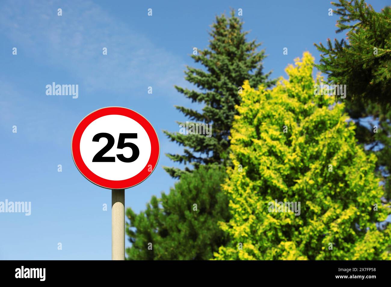 Road sign Maximum speed limit against blue sky Stock Photo - Alamy