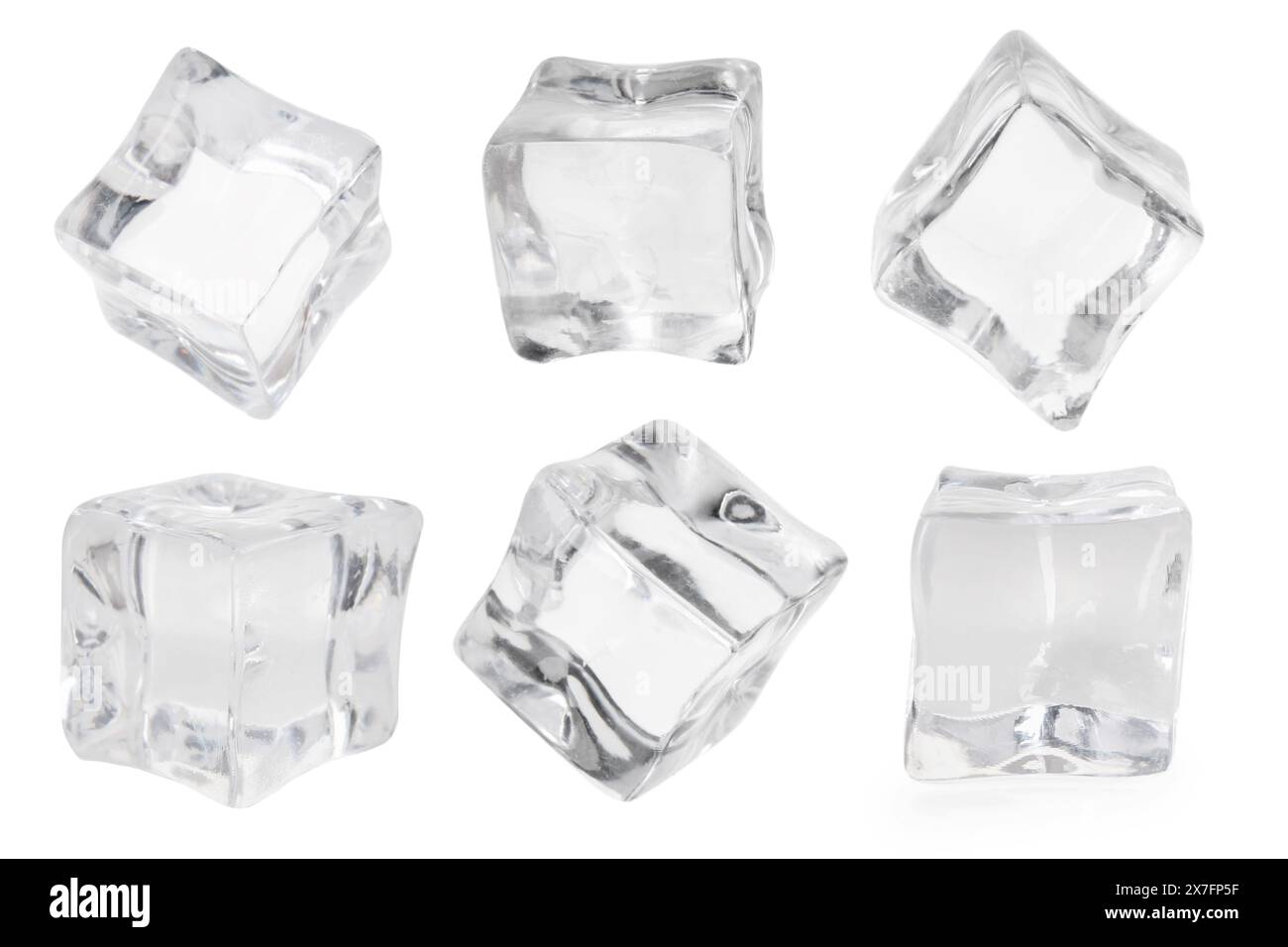 Crystal clear ice cubes isolated on white, set Stock Photo - Alamy