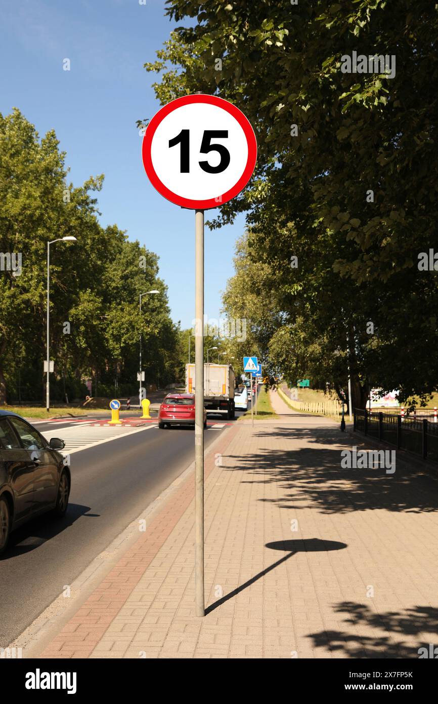 Road sign Maximum speed limit on city street Stock Photo - Alamy