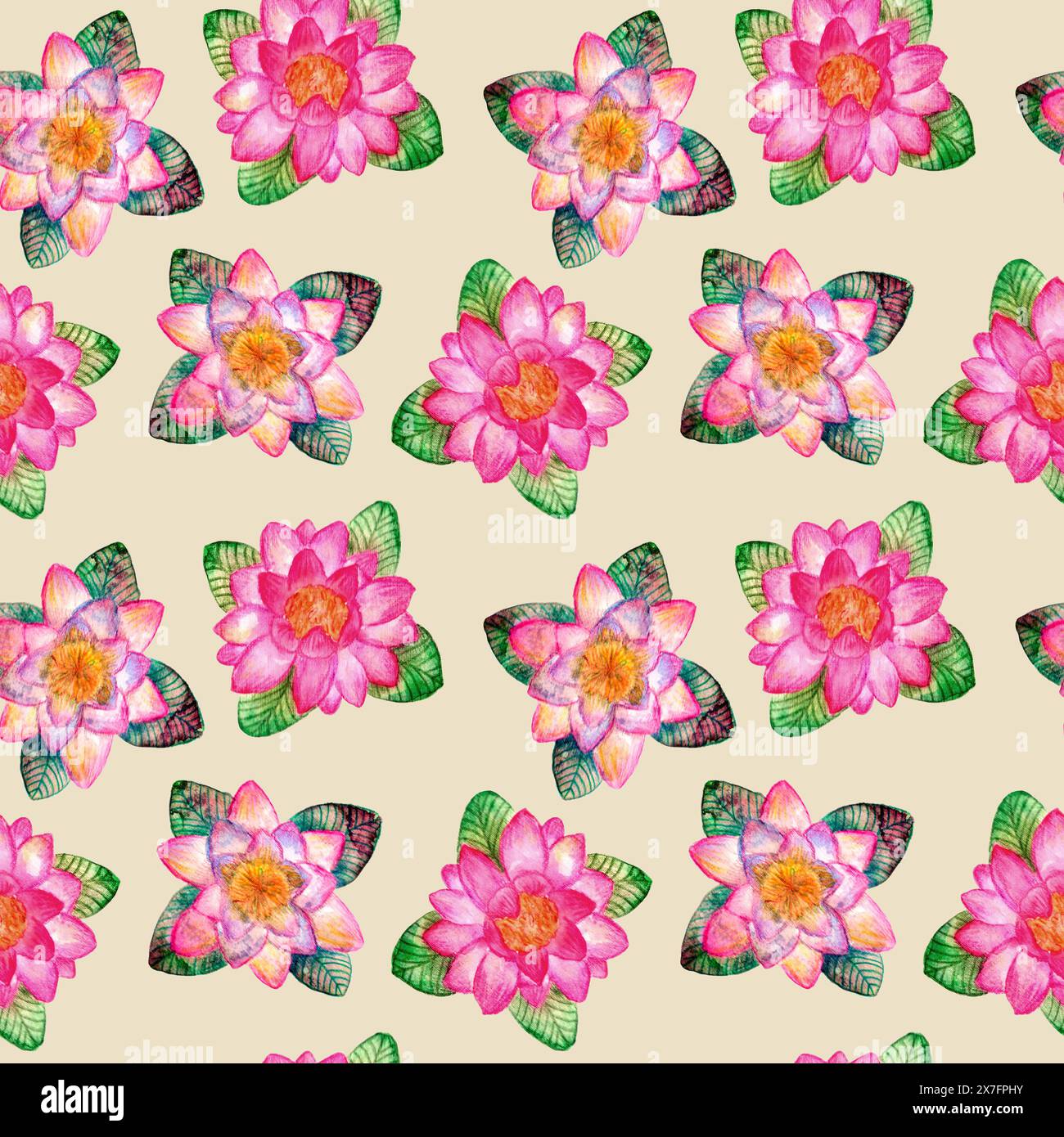 Featuring a stunning watercolor lotus flower pattern on a beige ...