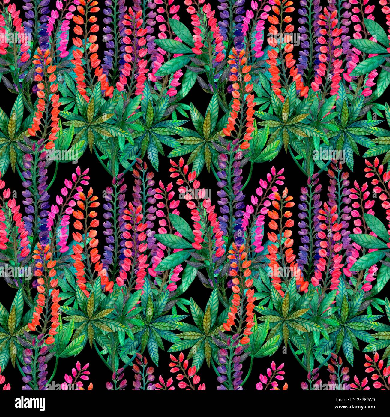 This design features a continuous layout of flowers and leaves set ...