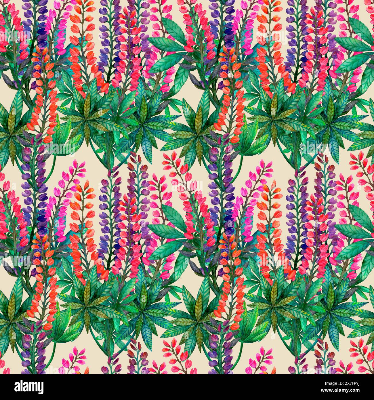 This design features a continuous layout of flowers and leaves set ...