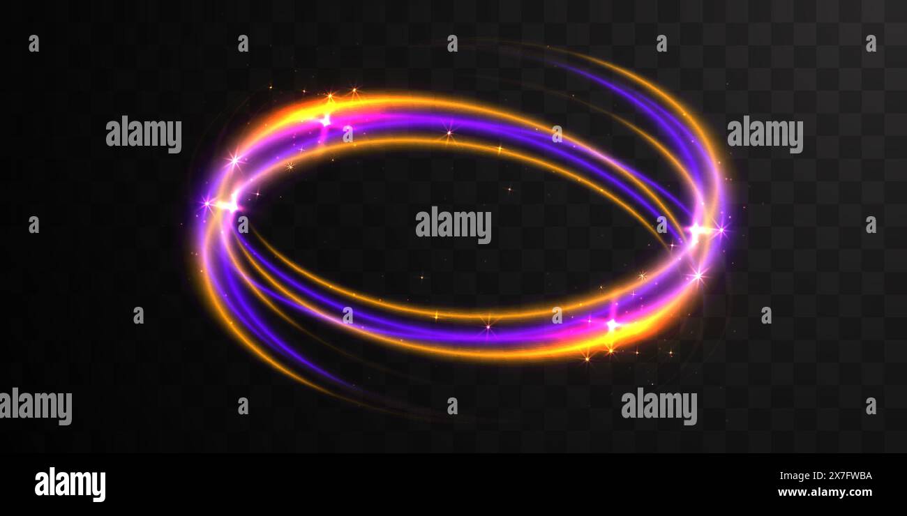 Colorful neon light vortex or portal frame. Futuristick or magic style ...