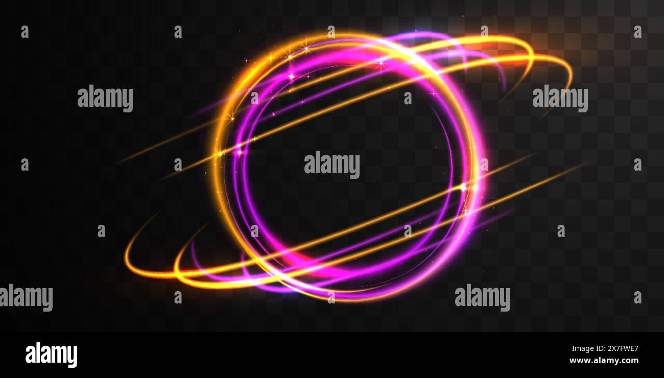 Colorful neon light vortex or portal frame. Futuristick or magic style ...