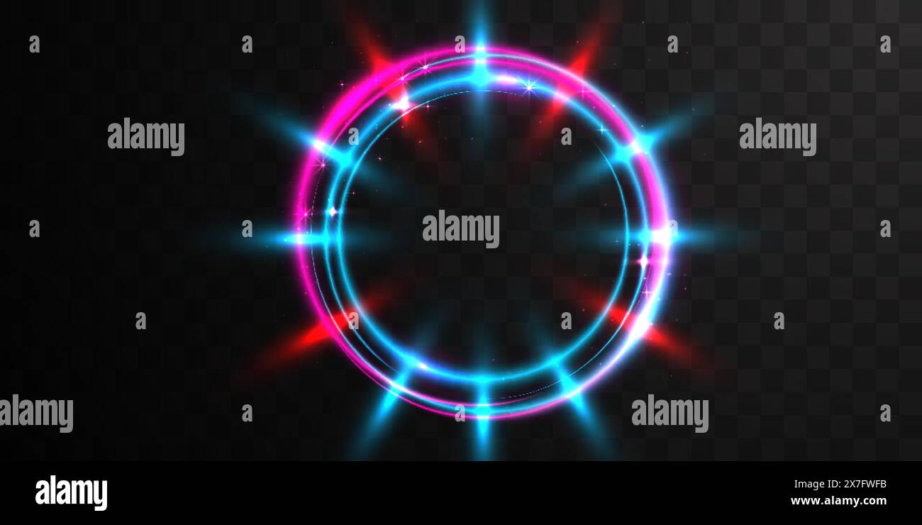 Colorful neon light vortex or portal frame. Futuristick or magic style ...