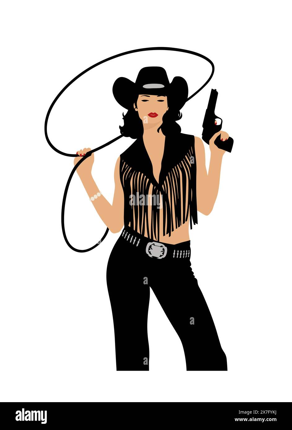 Vintage Cowgirl With Gun Stock Vector Images Alamy