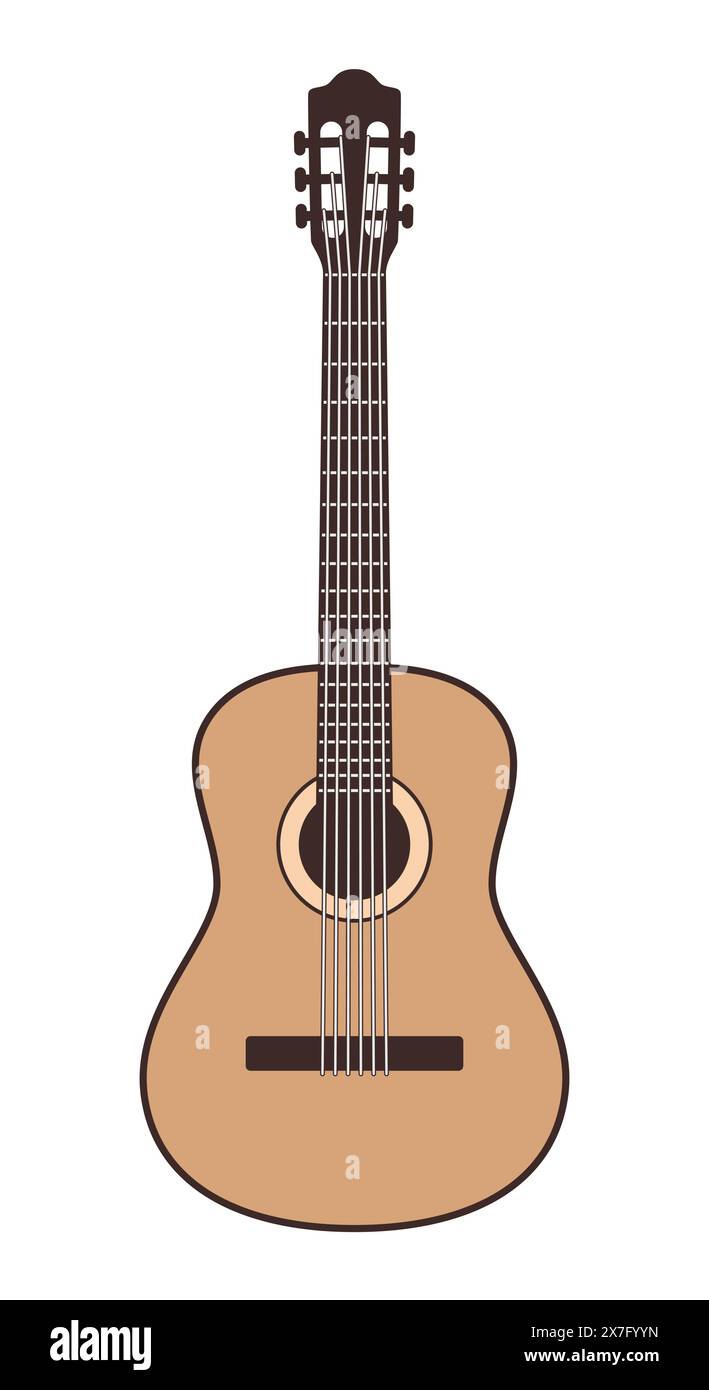 Acoustic guitar, color vector illustration of classical stringed ...