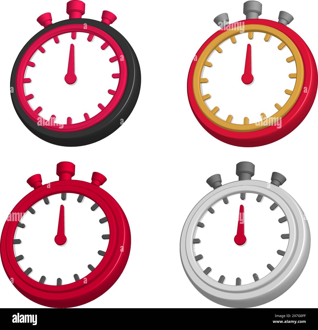 Vector illustration set of timer, stopwatch (3D Stock Vector Image ...