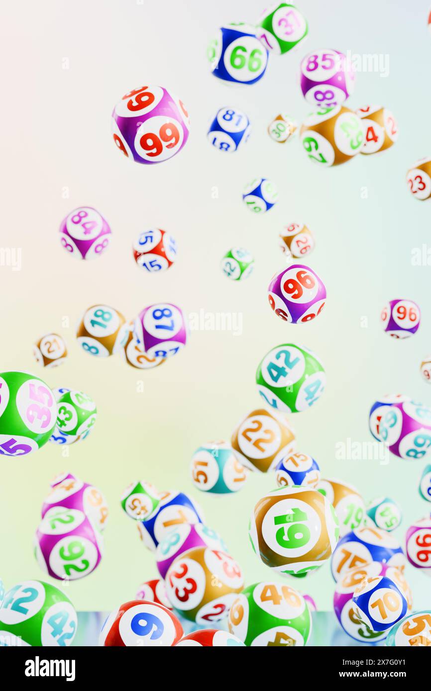 Colorful lottery balls floating in the air. 3d rendering Stock Photo ...