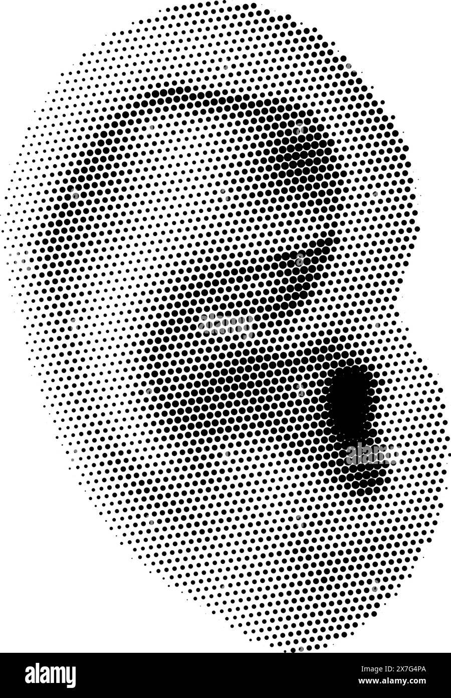 Halftone dotted human ear. Vector textured ear for y2k retro collage ...