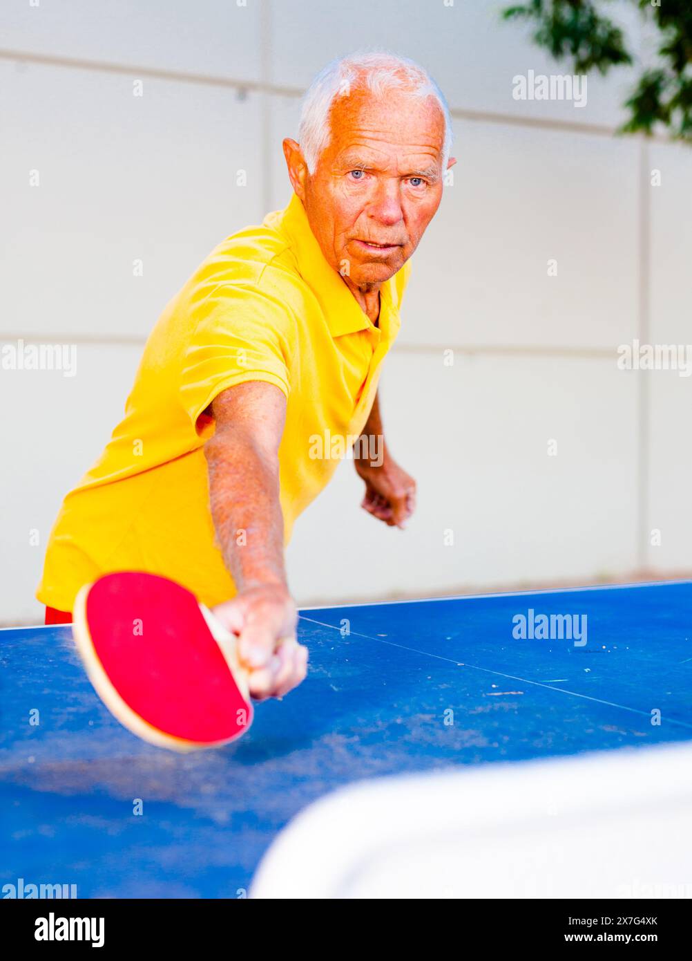 Old couple playing table tennis hi-res stock photography and images - Alamy
