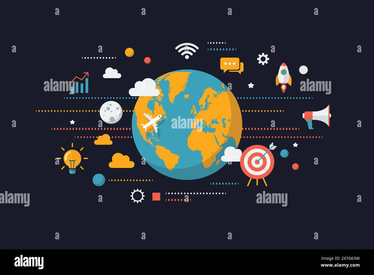 Global vector design of digital business. Vector illustration Stock ...