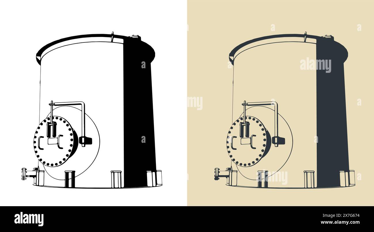 Stylized vector illustration of a large industrial tank Stock Vector ...