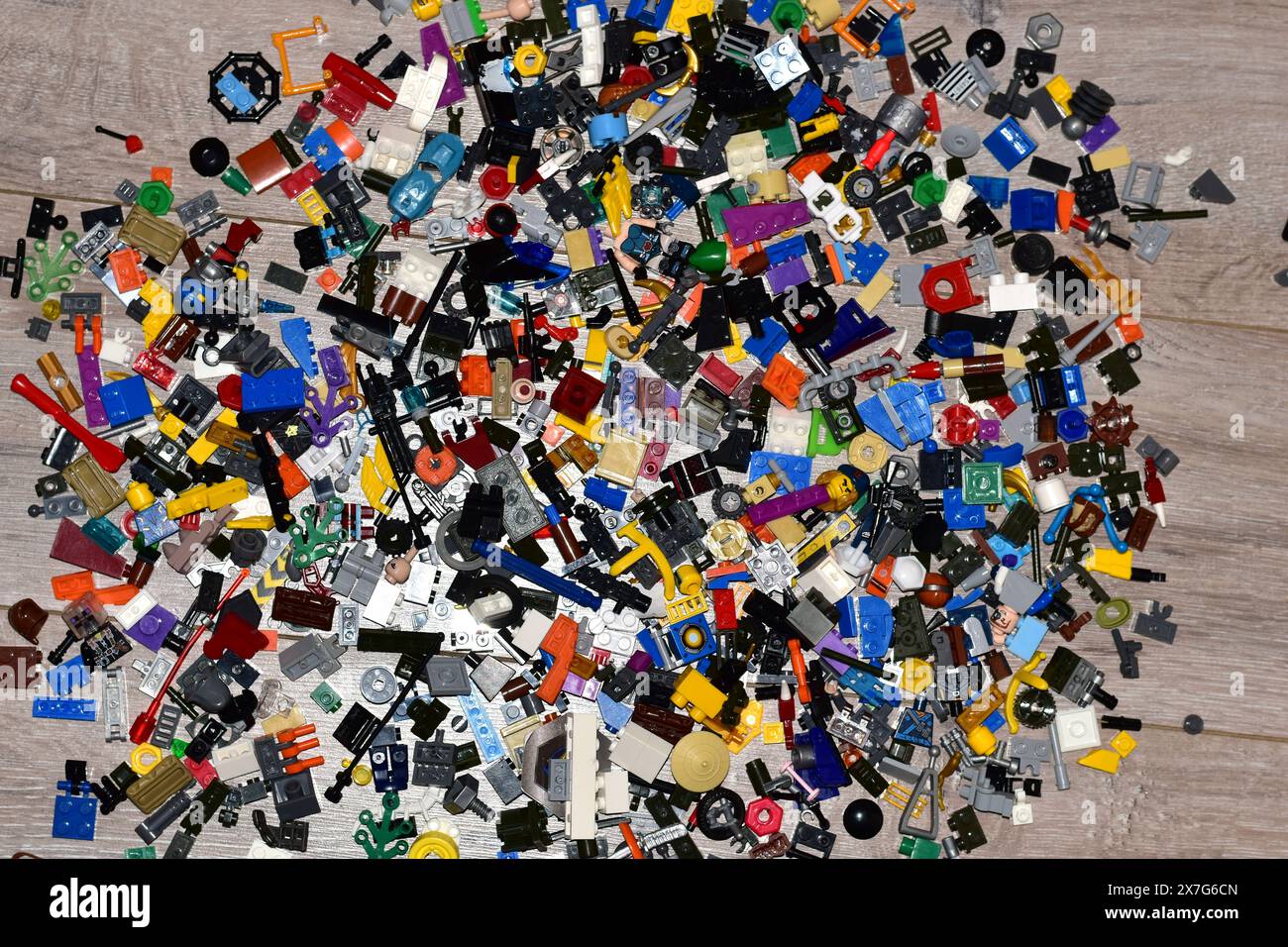 Small construction parts scattered on the floor created a textured ...