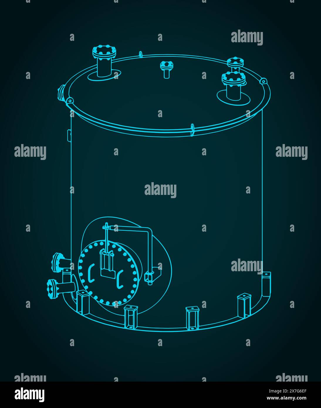Stylized vector illustration of isometric blueprint of a large ...