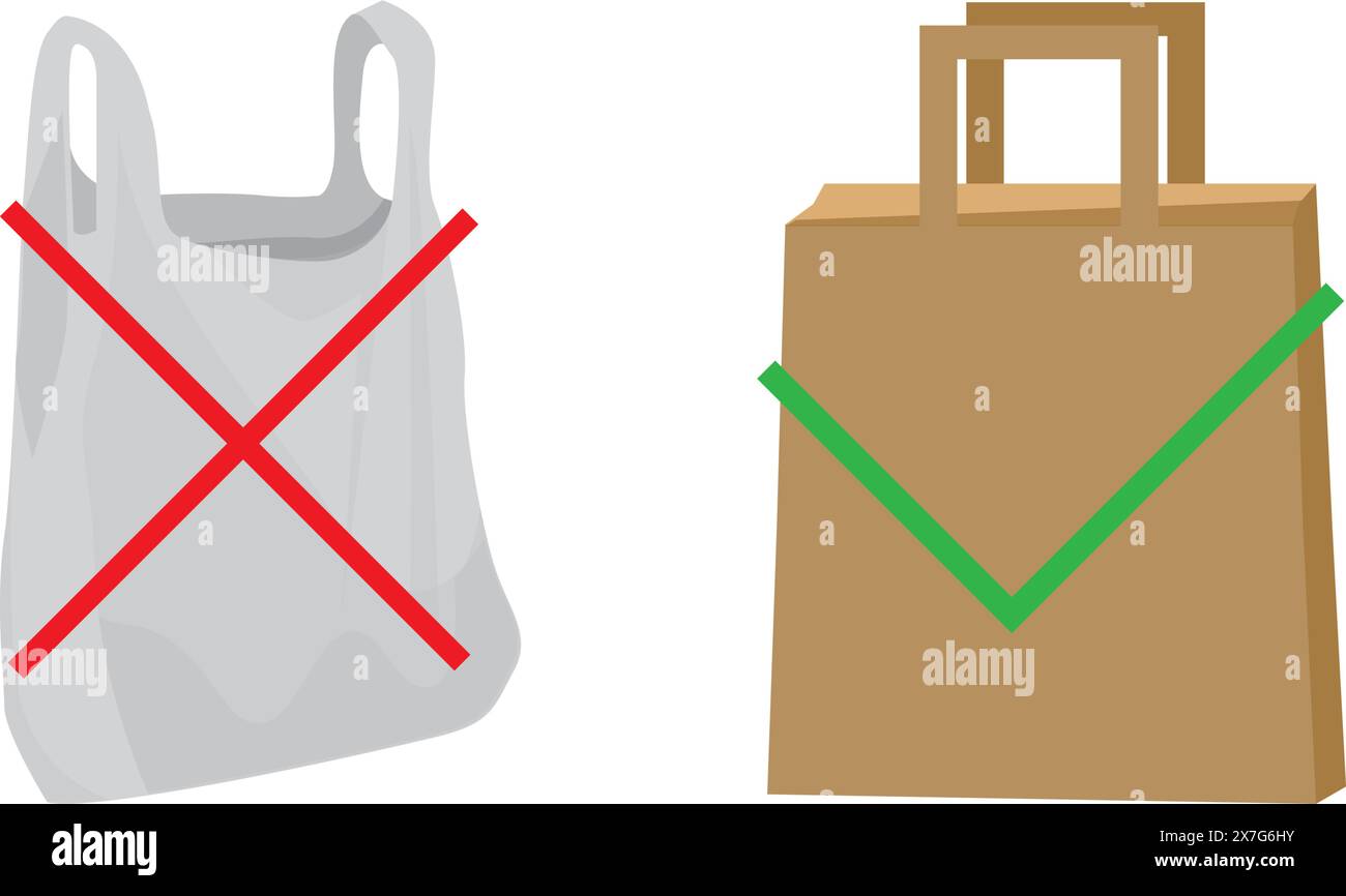 Say no to plastic bags bring your own textile bag sign. Pollution ...