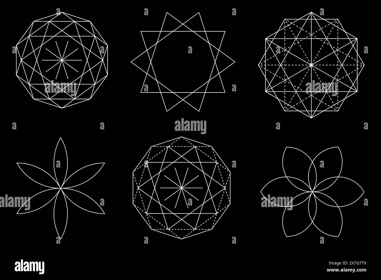 Sacred geometry vector design elements. Alchemy, religion, philosophy ...