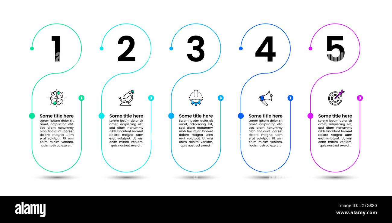 Infographic template with icons and 5 options or steps. Line banners ...