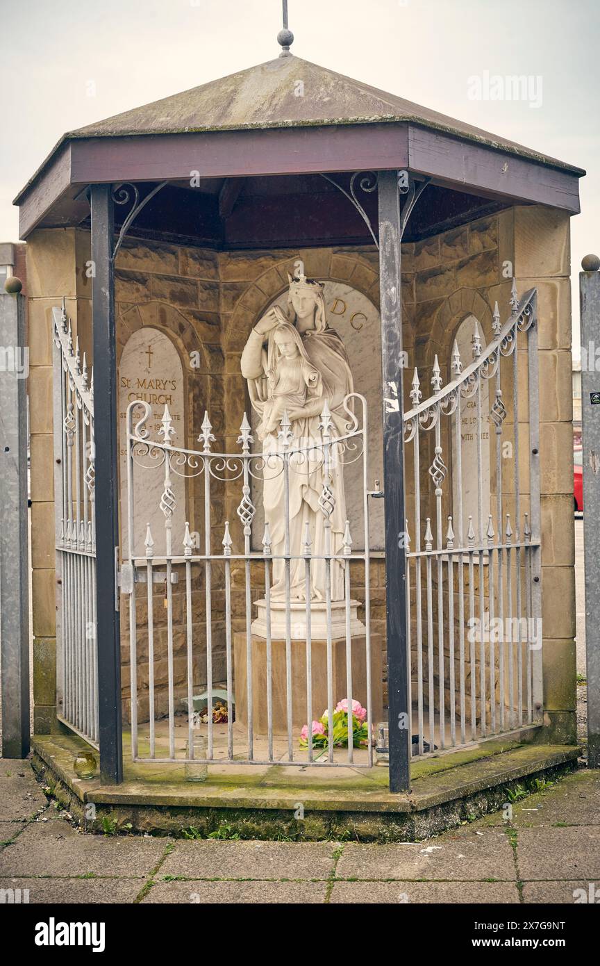 Religious shrine at the site of St Mary's Church (1605-1990 Stock Photo ...