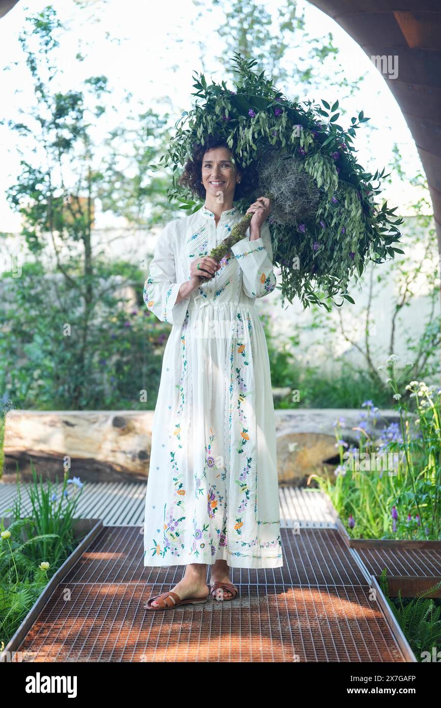 Actress Indira Varma in the WaterAid garden, at the Chelsea Flower Show ...