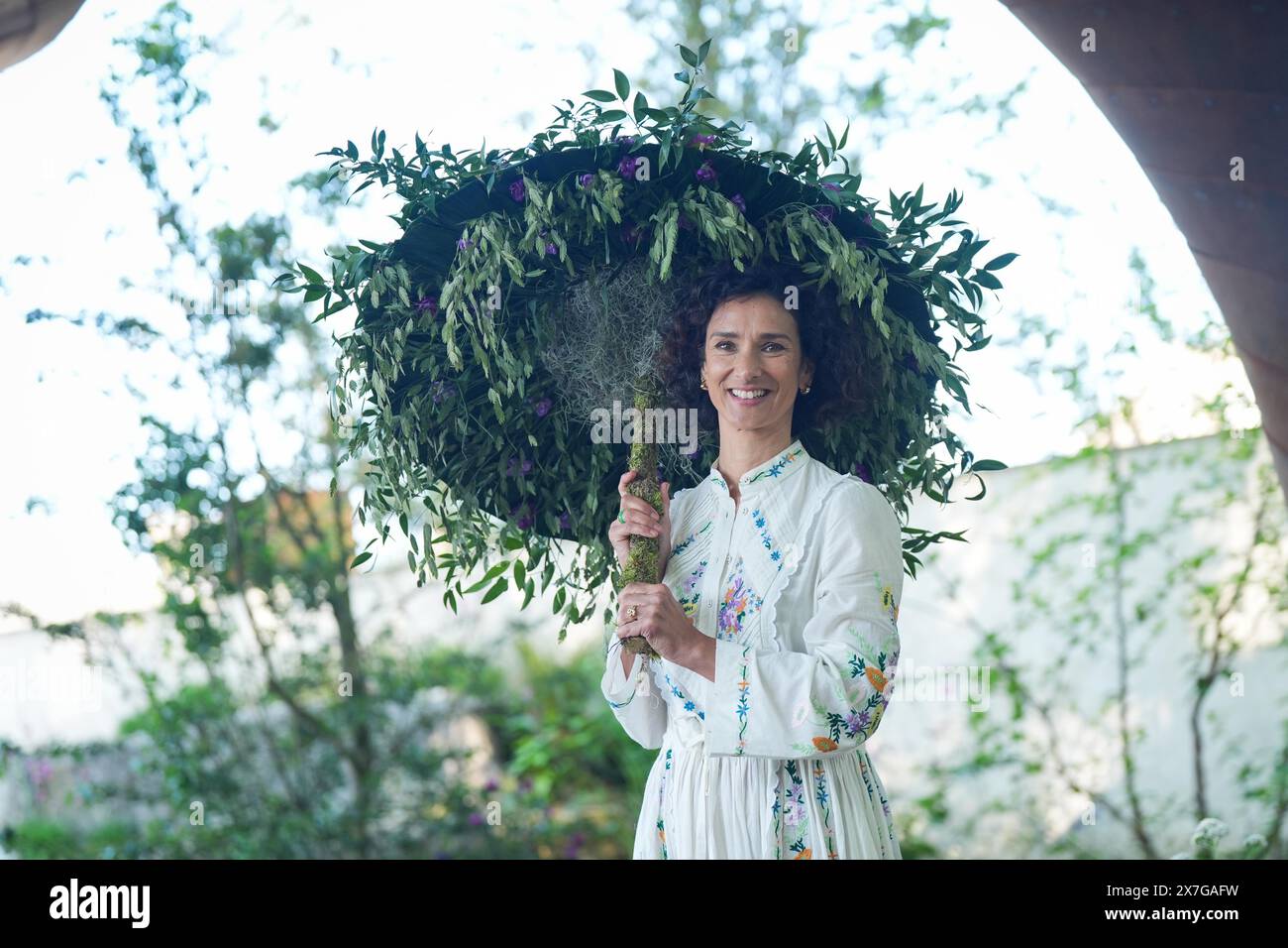 Actress Indira Varma in the WaterAid garden, at the Chelsea Flower Show ...