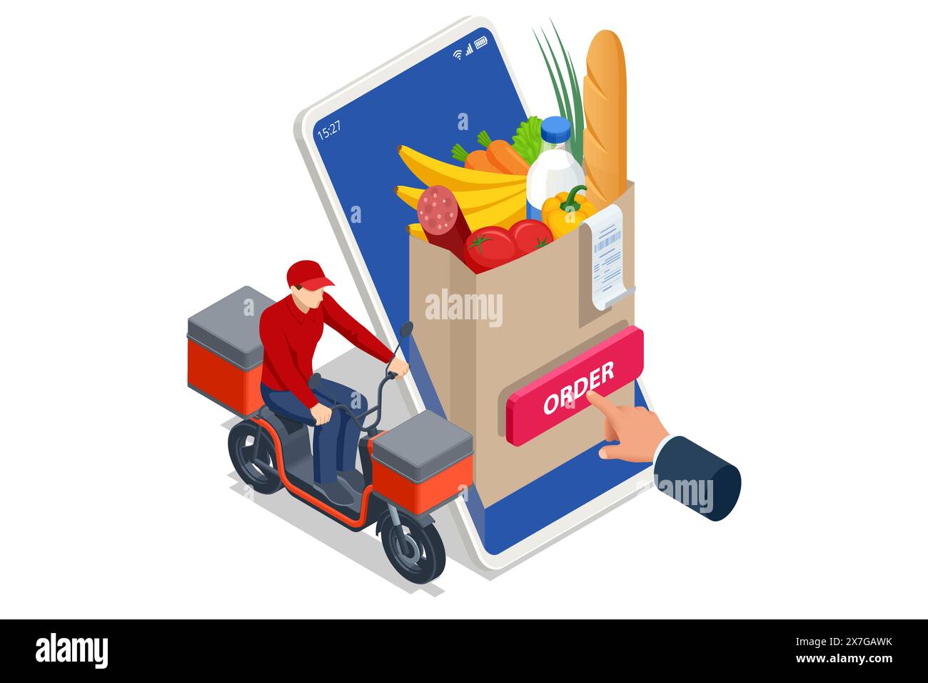 Delivering food scooter Stock Vector Images - Alamy