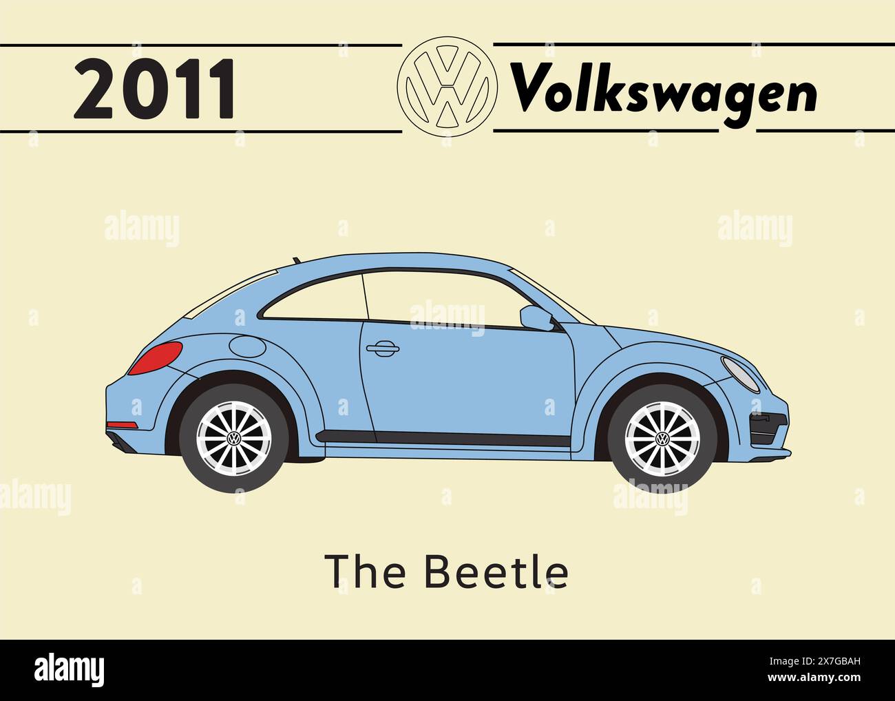 2011 VW The Beetle car poster art Stock Vector Image & Art - Alamy