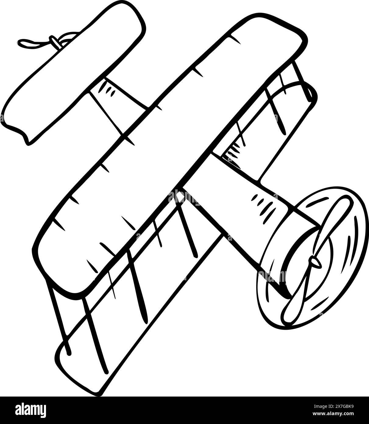 Black and white biplane in vintage style vector illustration isolated ...