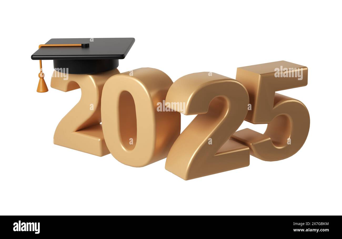 Class of 2025 3d icon. Congratulation graduates design template with ...