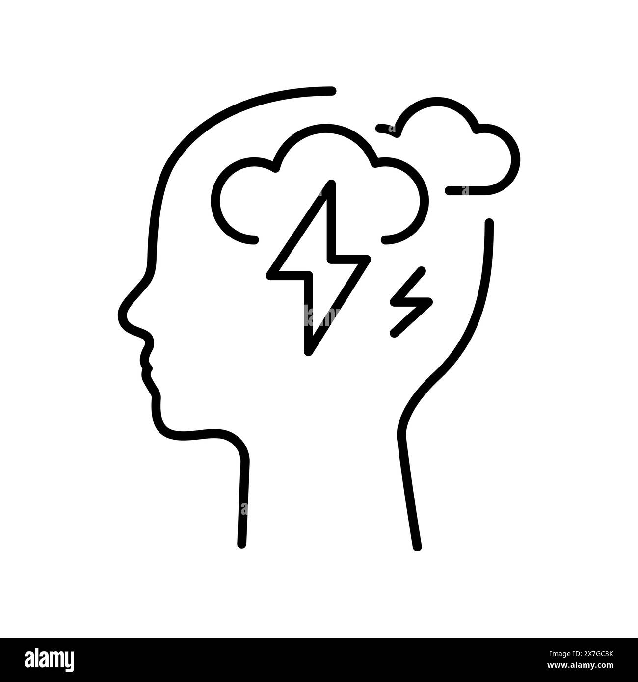 Depression line black icon. Human disease sign for web page, mobile app ...