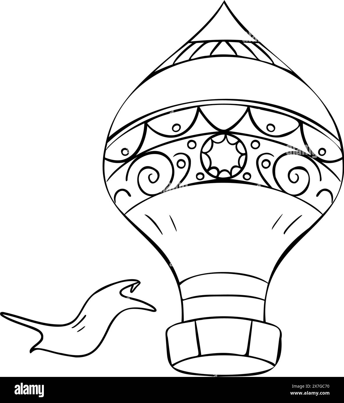 Black and white hot air balloon vector illustration isolated. Retro ...