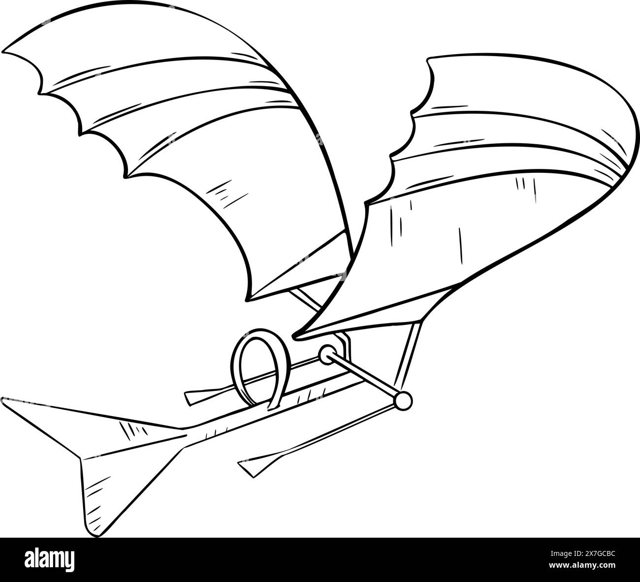 Aircraft black and white contour vector illustration isolated. First ...