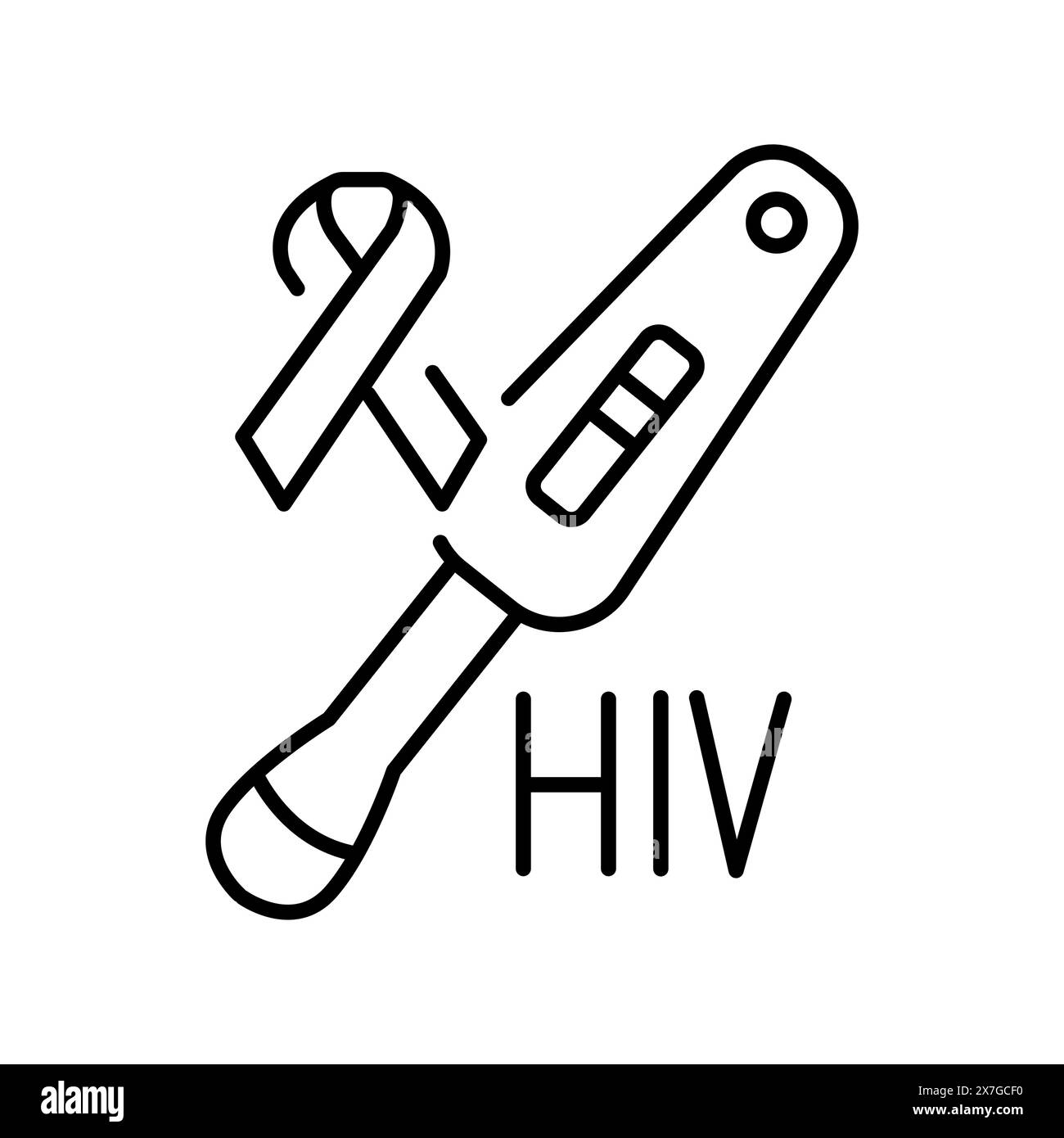 HIV test line black icon. Human disease sign for web page, mobile app ...