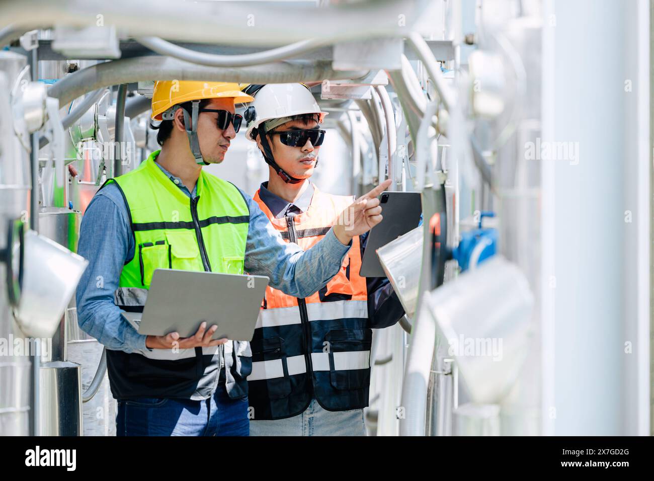 engineer checking gas pipe watering system, professional worker service ...