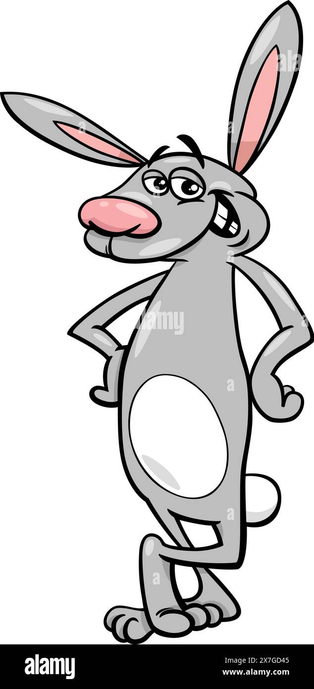 Cartoon illustration of funny rabbit comic animal character Stock ...