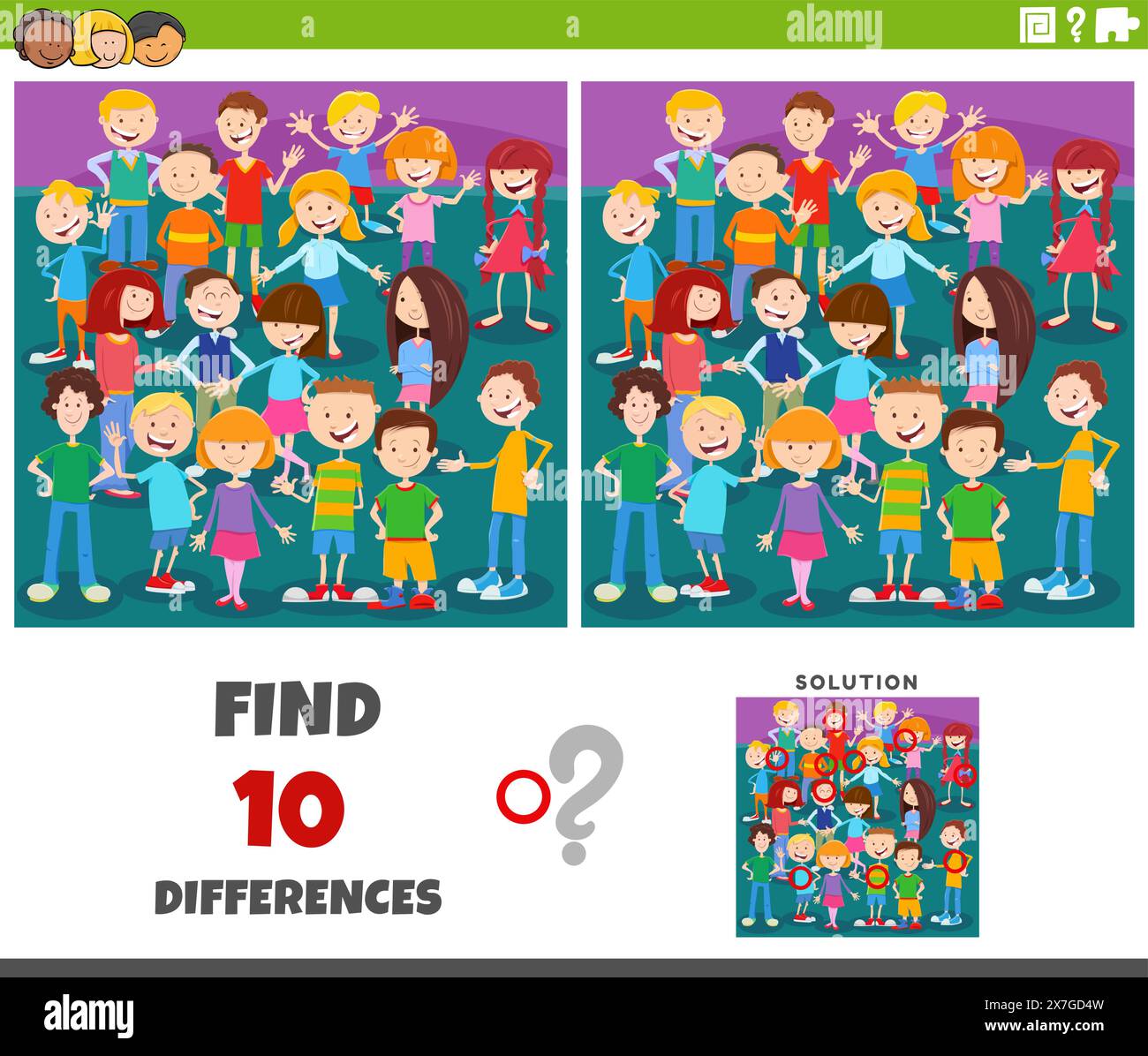 Cartoon illustration of finding the differences between pictures ...