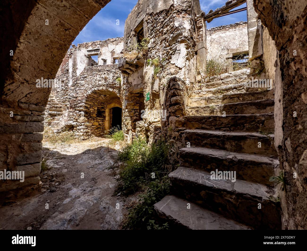 Kithira Kastro of Milopotamos Kato Chora Ionian islands, Greece. Old ...