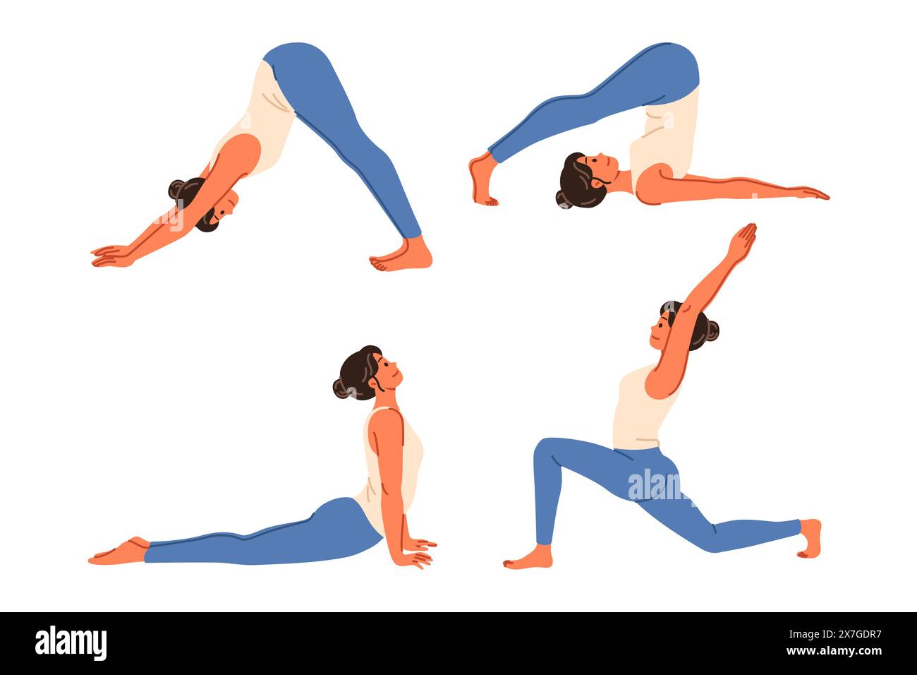 Woman fitness trainer takes different positions from pilates and ...